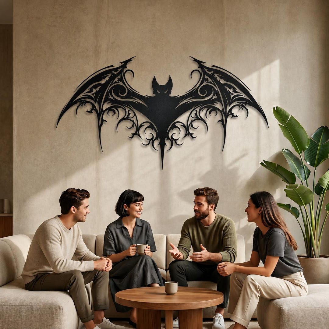 Decoração gótica com morcegos para casa, arte de parede assustadora em ...