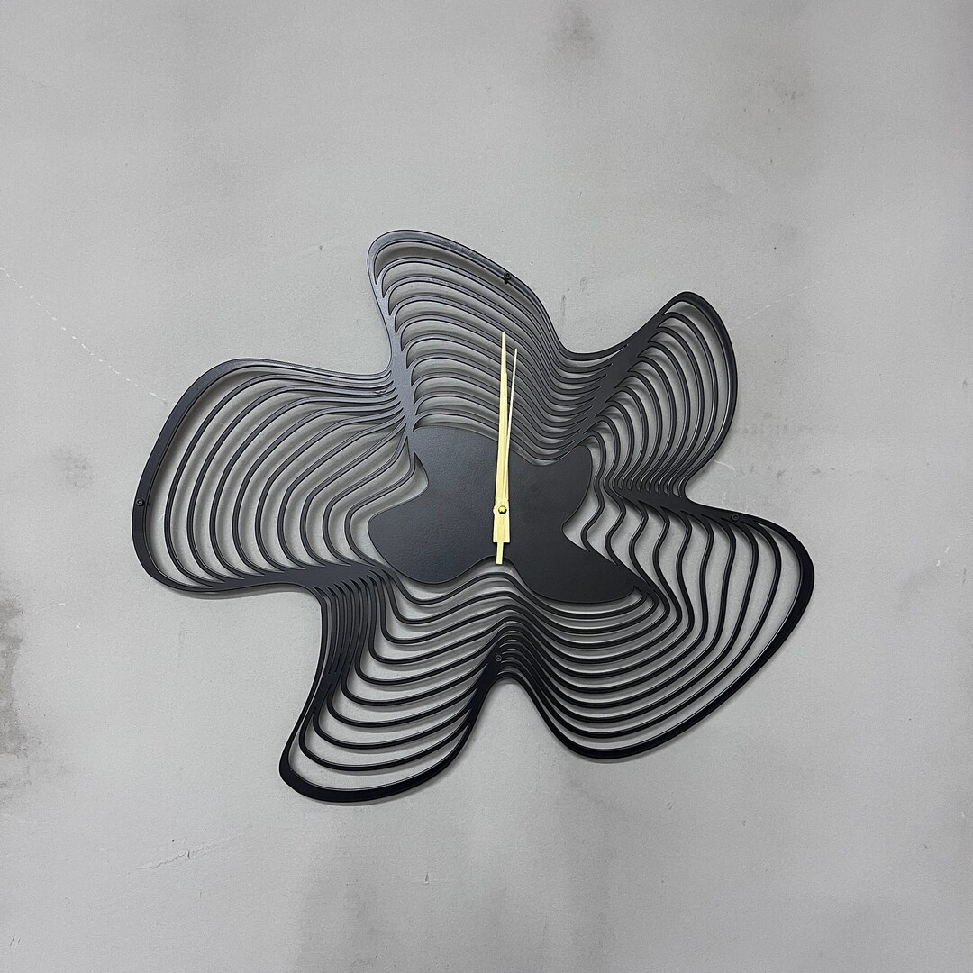 Abstract Metal Wall Clock, Mid Century Modern Wall Clock, Extra Large ...