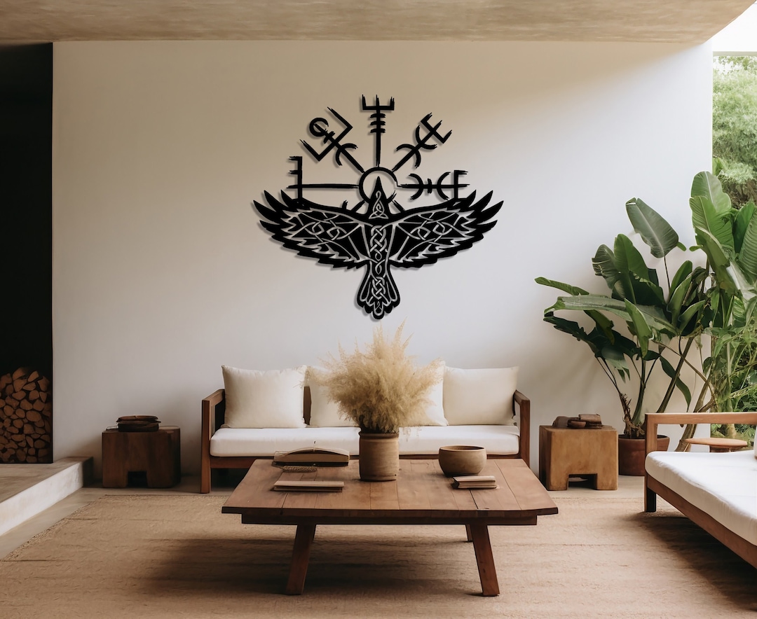 Nordic Raven Metal Viking Wall Art Decor, Viking Symbol Metal Wall Art ...