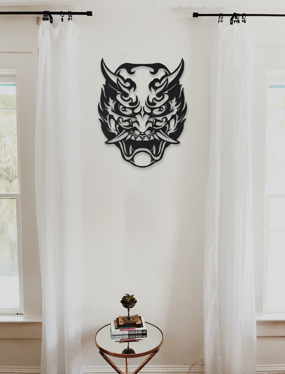 Japanese Hannya Mask Metal Wall Art Asian Oni Demon Metal - Etsy