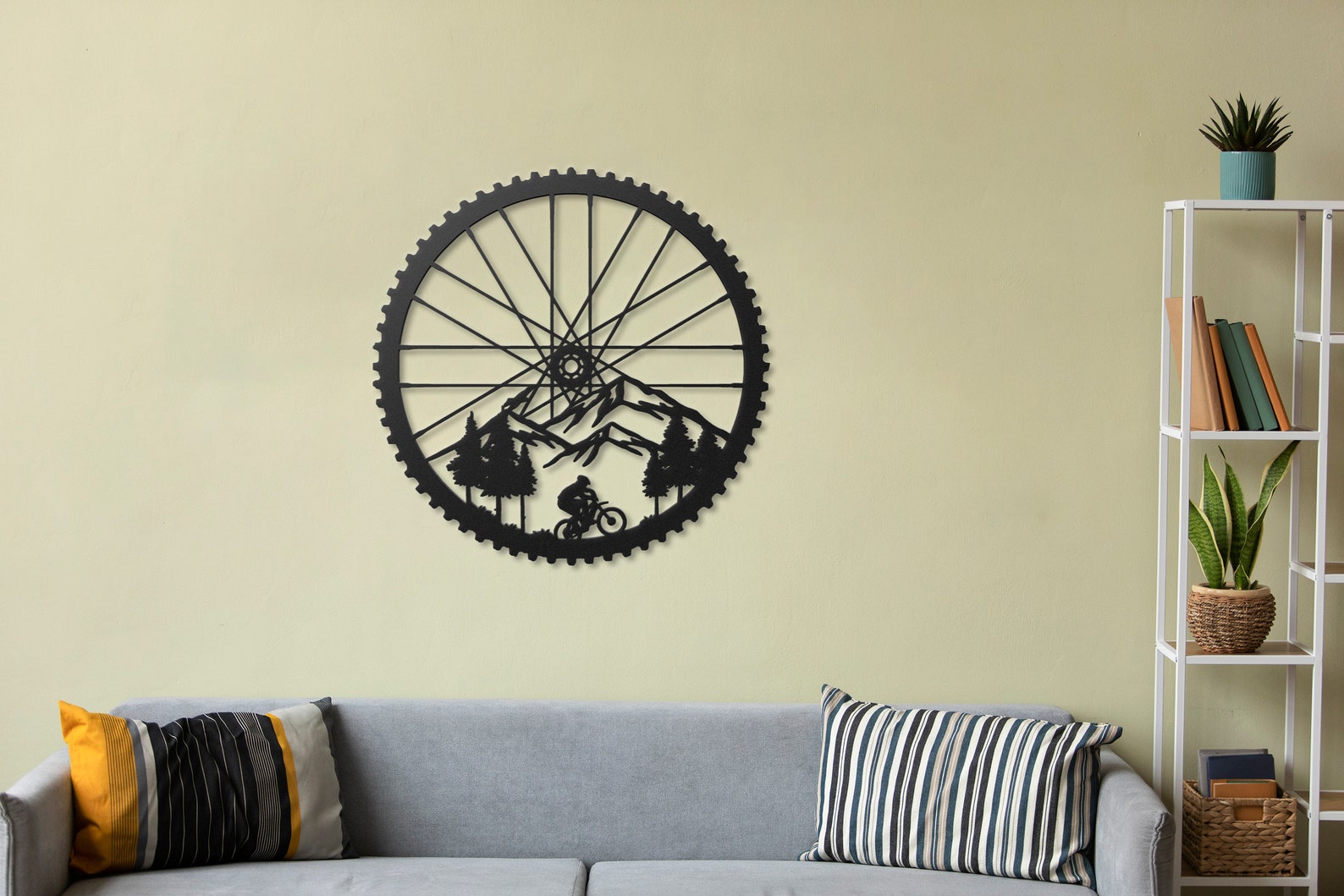 Mountain Bike Metal Wall Art, Biker Metal Wall Decor, Cyclist Wall ...