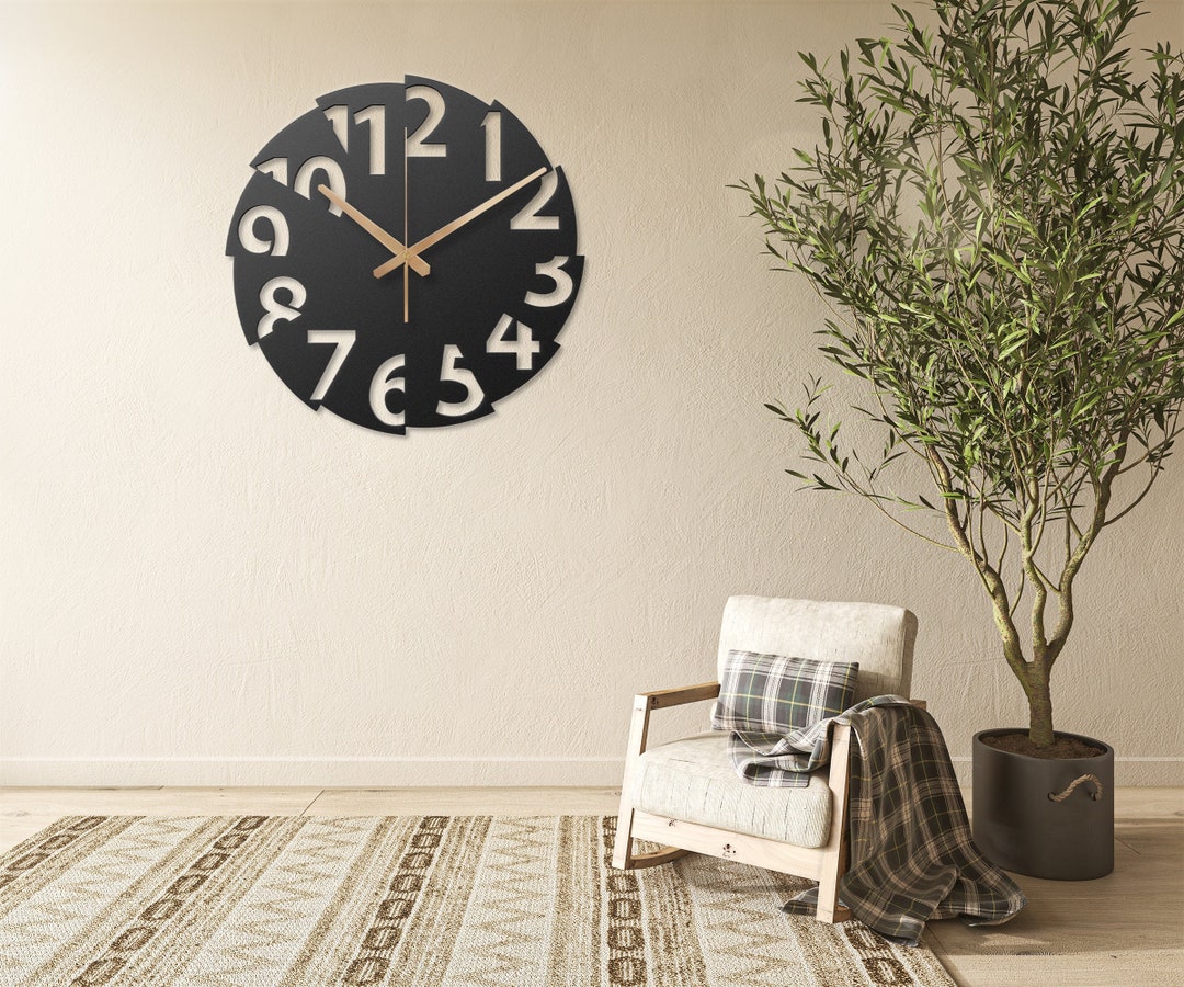 Modern Metal Numbered Wall Clock, Minimalist Decor, Silent Clock - Etsy UK