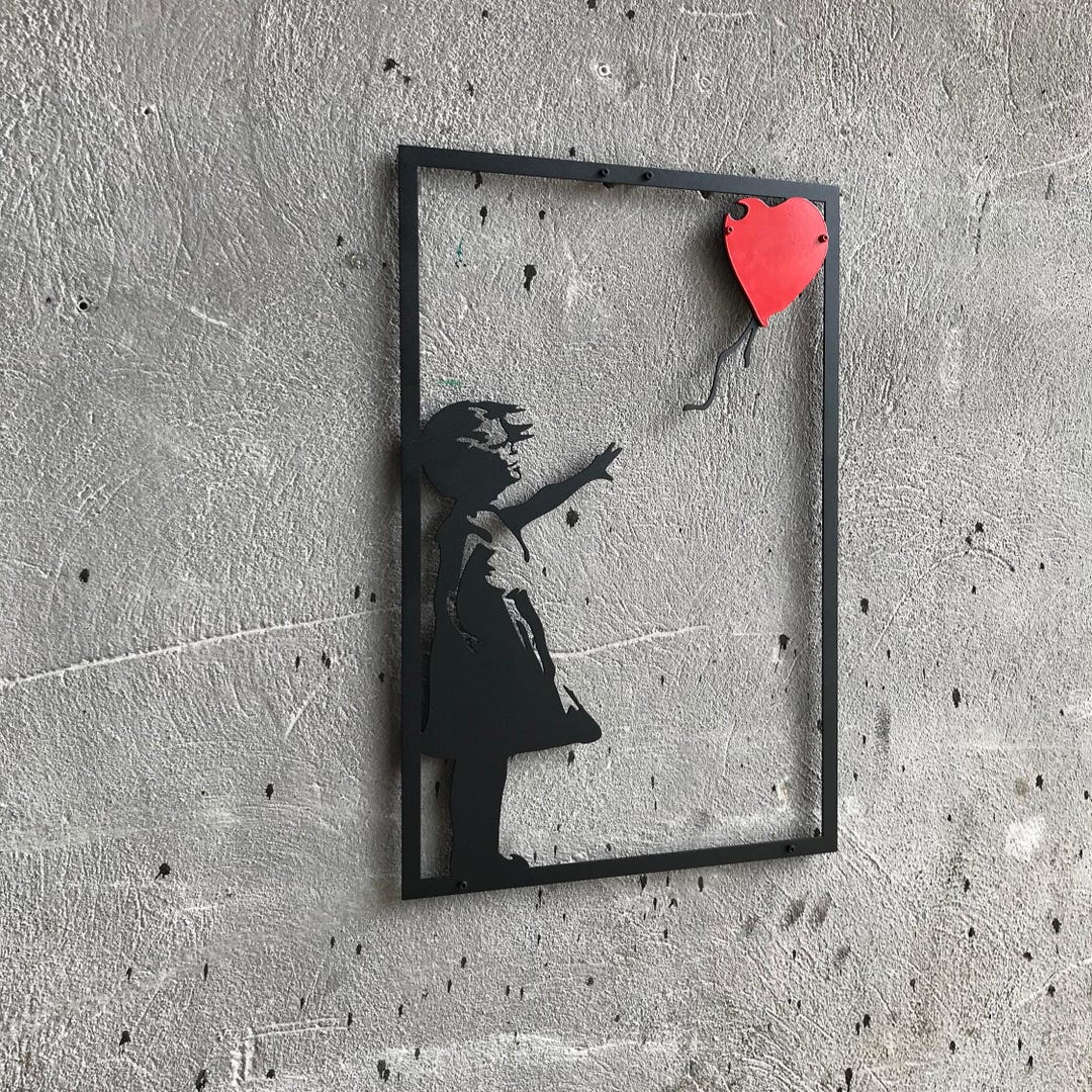 Banksy Balloon Girl Metal Wall Art, Graffiti Street Decor, Modern ...