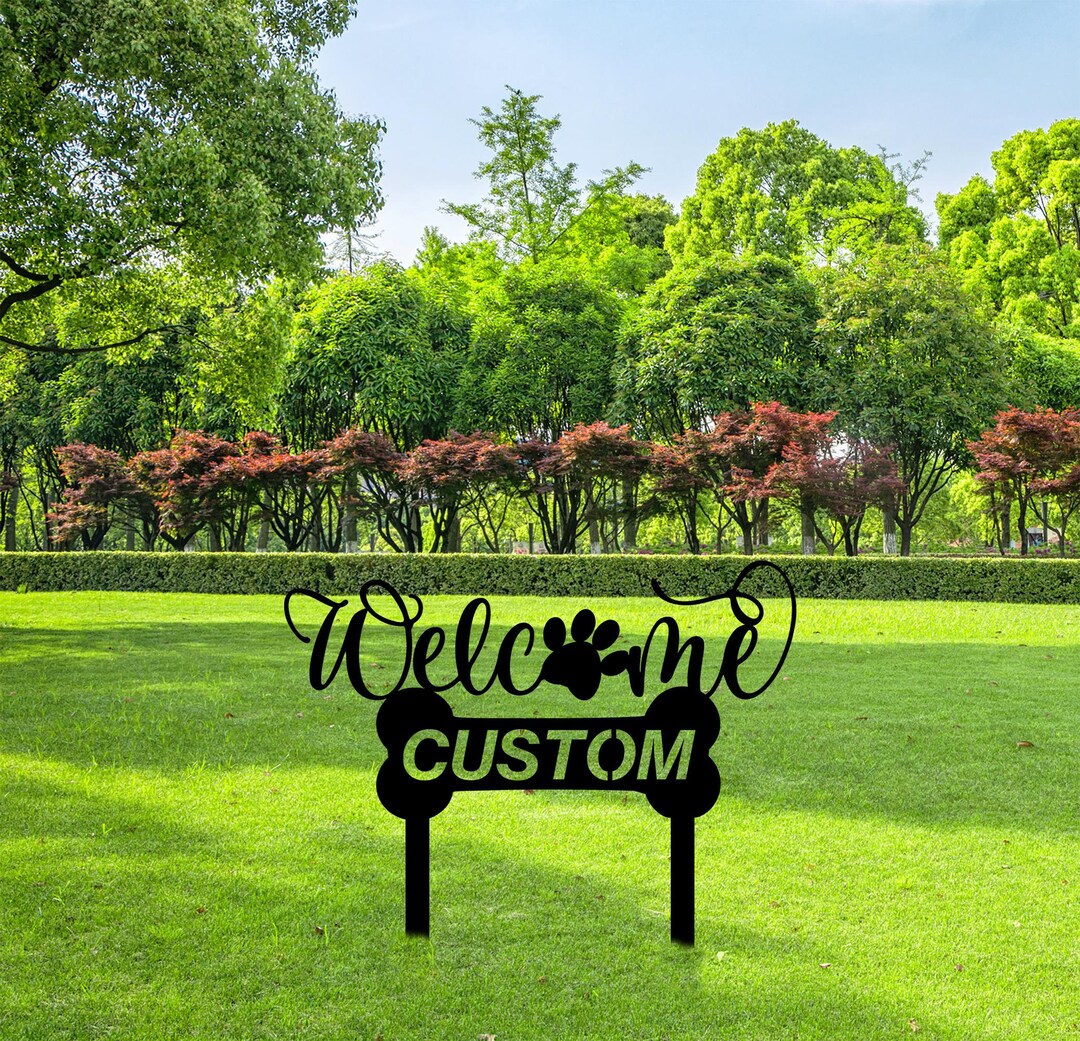 Custom Metal Dog Stake, Welcome Garden Decor, Memorial Sign - Etsy