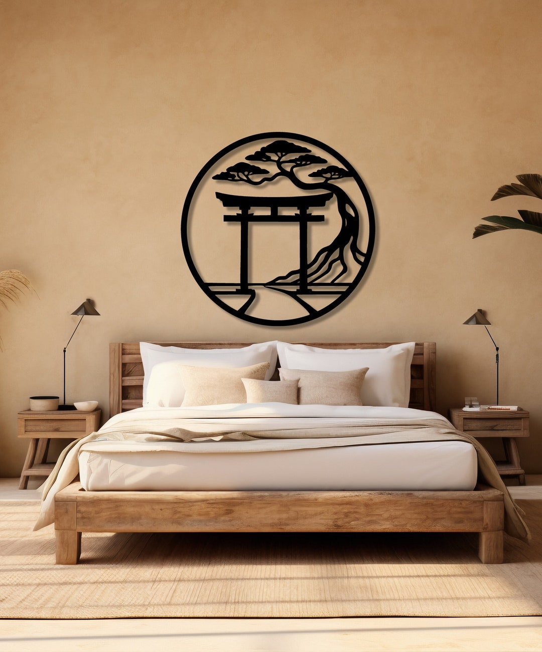 Japanese Torii Gate Metal Wall Art, Bonsai Tree Metal Wall Decor ...