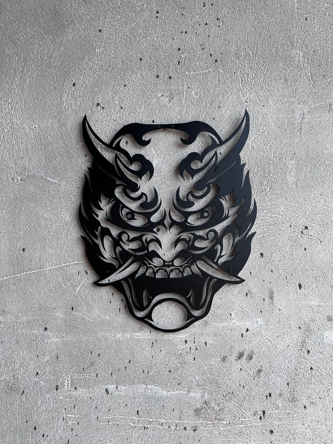 Japanese Hannya Mask Metal Wall Art Asian Oni Demon Metal - Etsy
