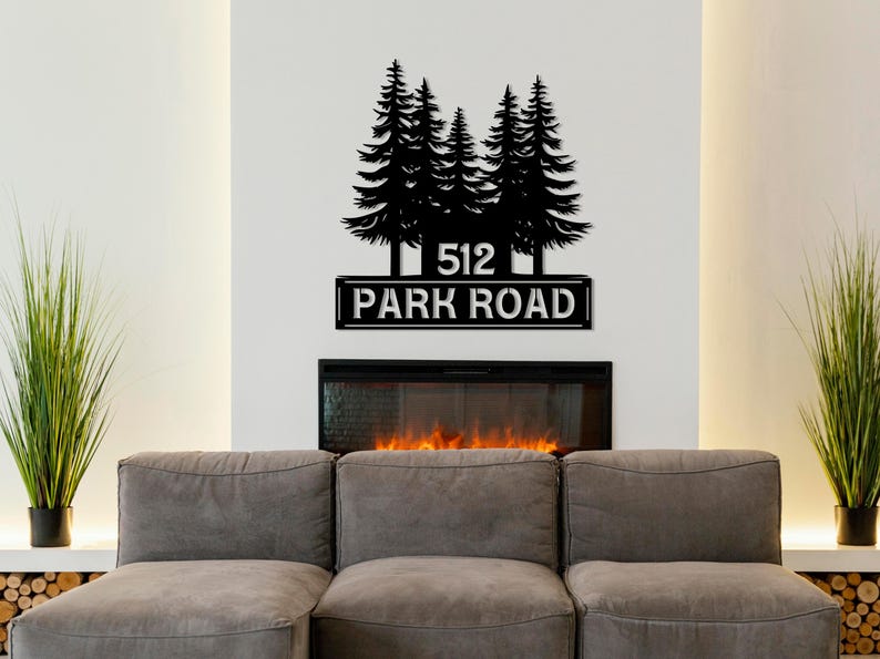 Personalized Metal Address Sign, Pine Tree Decor, Farmhouse Entrance - Etsy