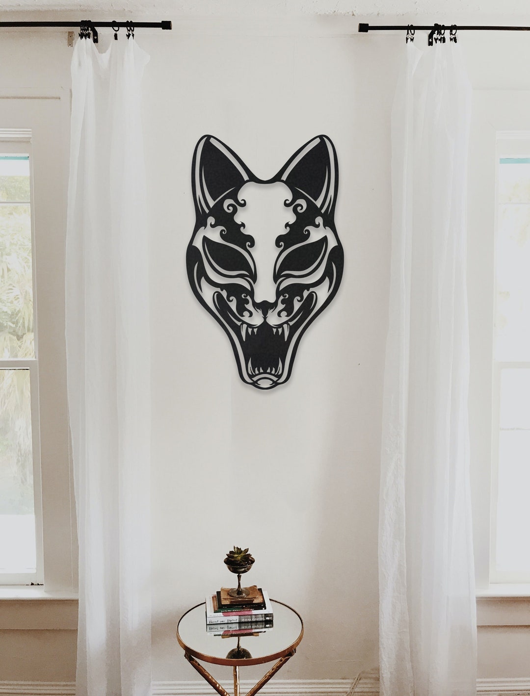 Japanese Kitsune Mask Metal Wall Art, Japanese National Culture Decors ...