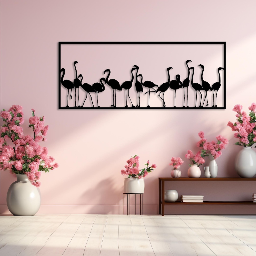 Flamingo Family Metal Wall Art, Flock of Flamingos Decor, Lake House ...