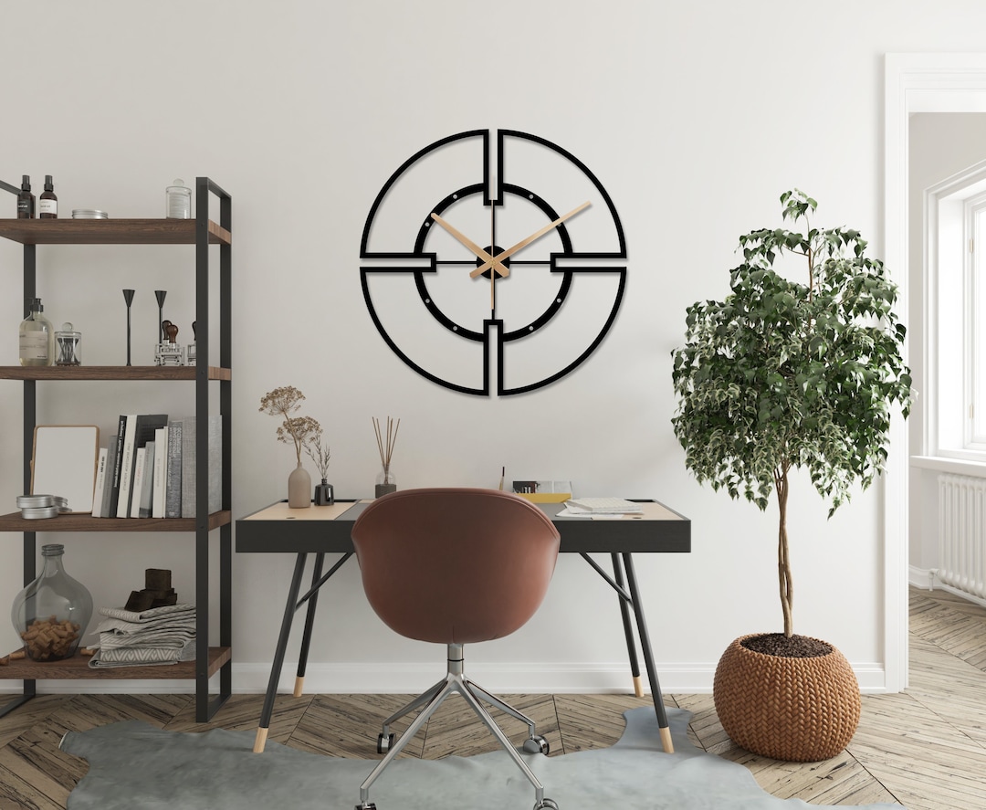Black Metal Wall Clock, Oversized Metal Wall Clock, Unique Wall Clock ...