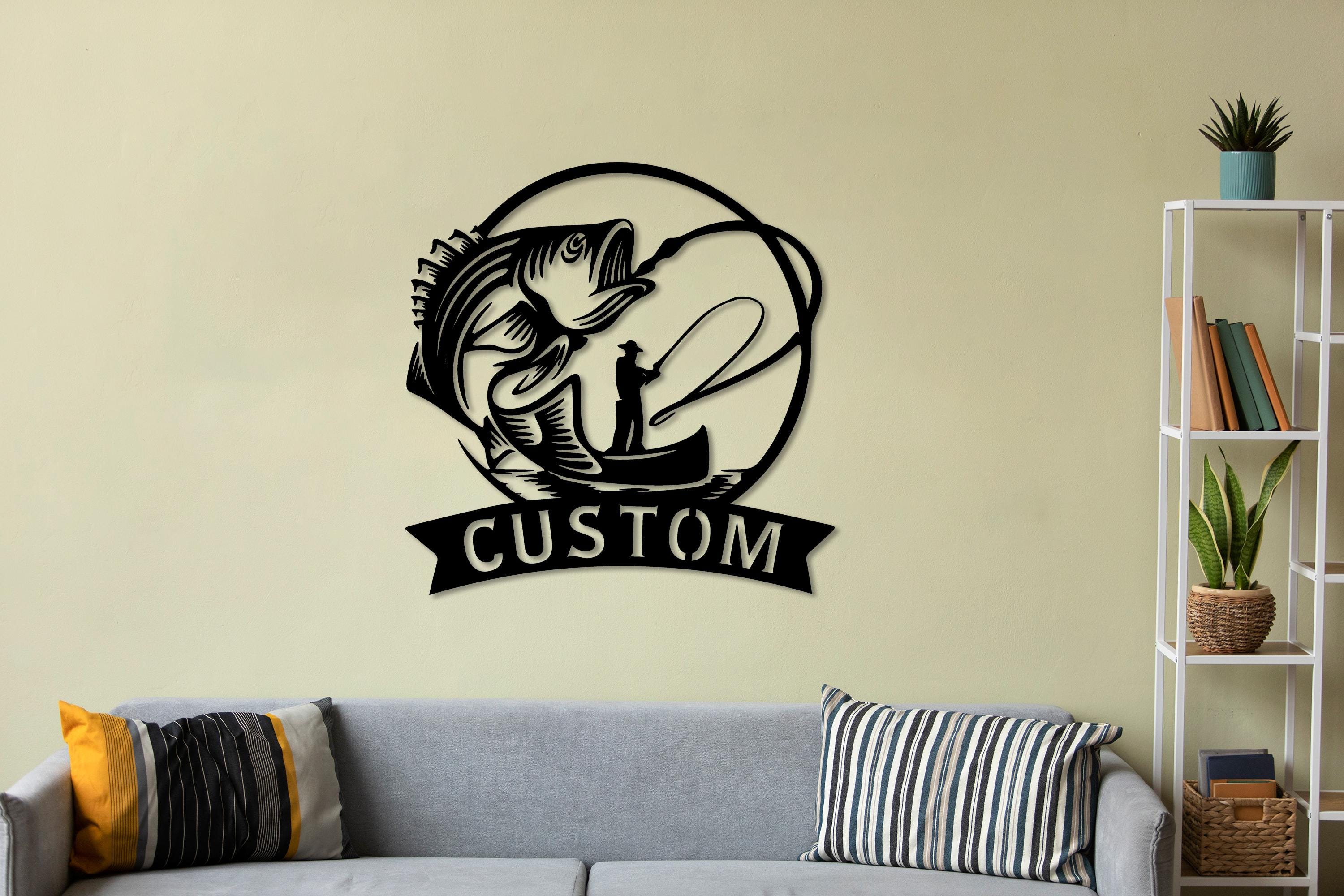 Custom Bass Fish Metal Wall Art, Personalized Fishing Sign - Etsy