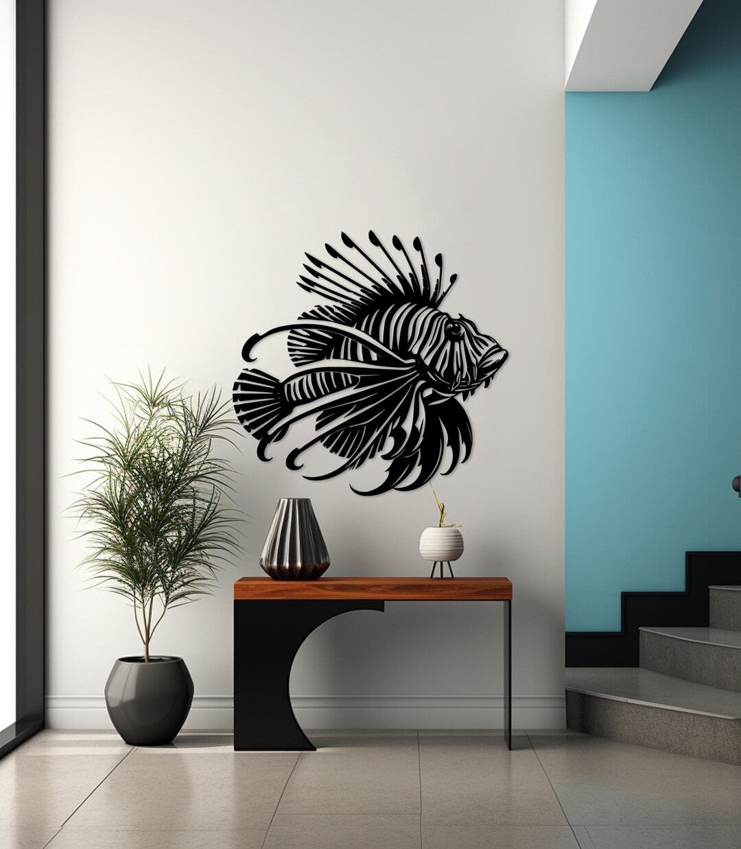 Lionfish Metal Wall Art, Unique Fish Steel Decor, Metal Ocean Art ...
