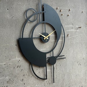 Modern Silent Black Metal Wall Clock, Extra Large Metal Clock ...