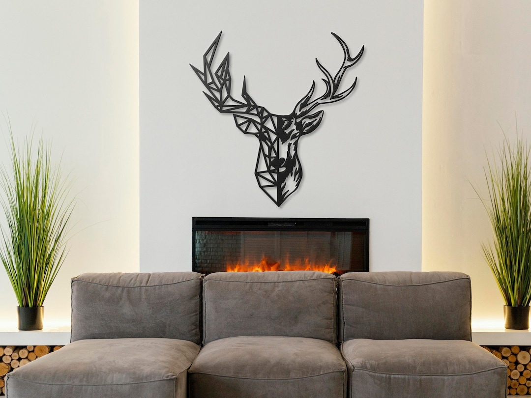 Metal Deer Wall Decor, Deer Head Metal Wall Art, , Geometric Deer Head ...