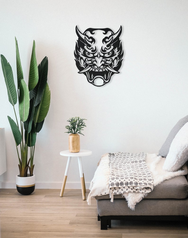 Japanese Hannya Mask Metal Wall Art Asian Oni Demon Metal - Etsy