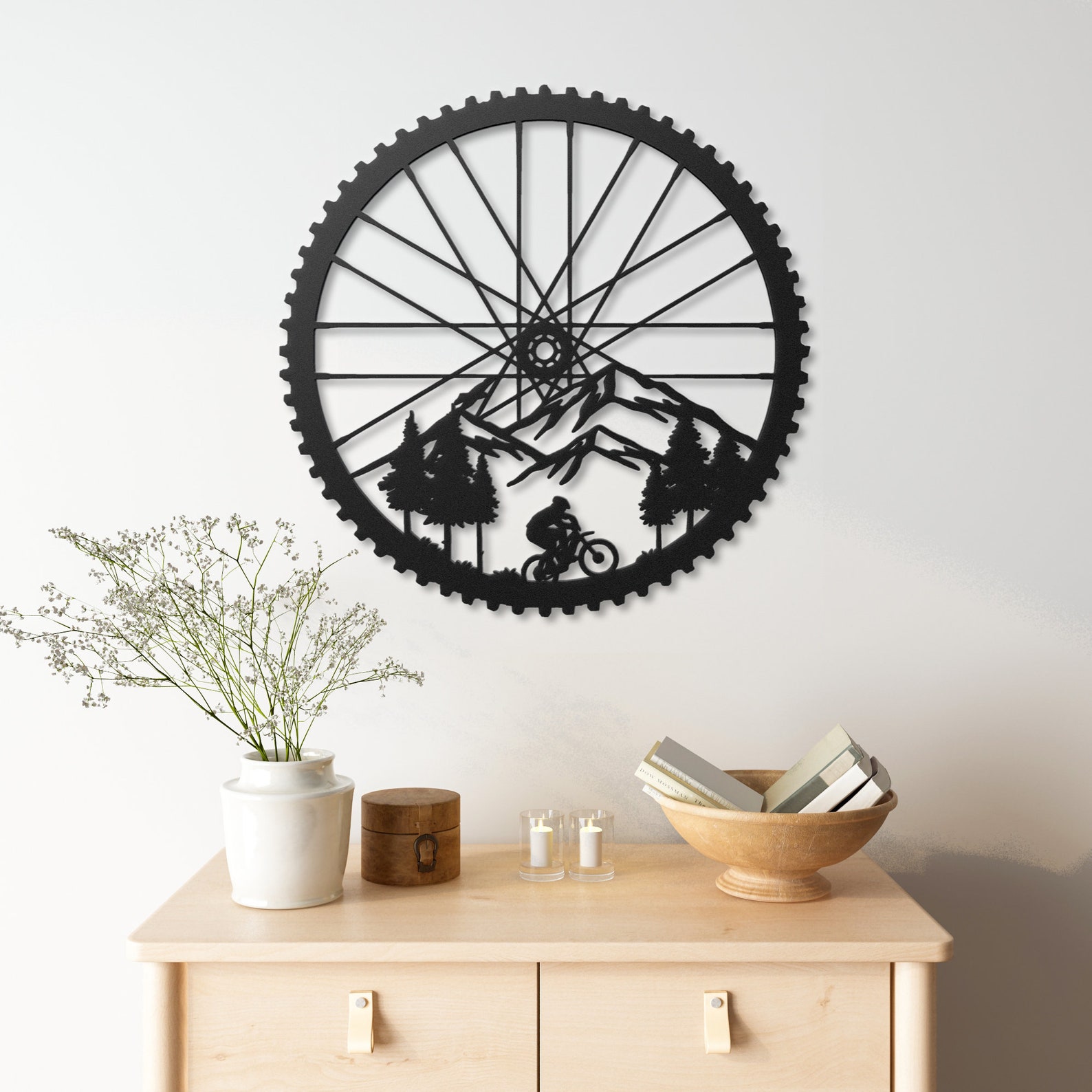 Mountain Bike Metal Wall Art, Biker Metal Wall Decor, Cyclist Wall ...