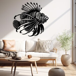 Lionfish Metal Wall Art, Unique Fish Steel Decor, Metal Ocean Art ...