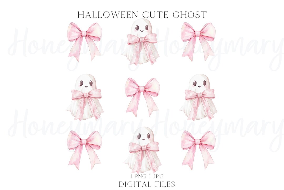 Halloween Cute Ghost PNG JPG, Preppy Pink Halloween Preppy PNG Digital ...