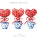 Watercolor Valentines Chinoiserie Topiary Hearts PNG Clipart Coquette ...
