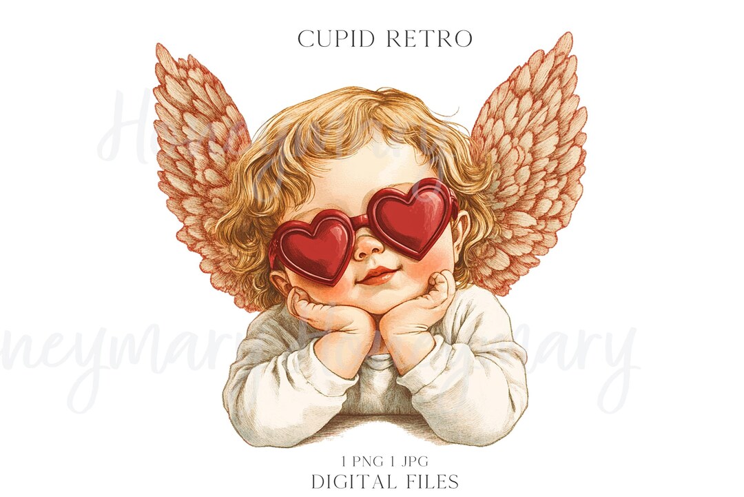 Cute Cupid Retro PNG JPG, Preppy Valentines Day Love PNG Digital ...