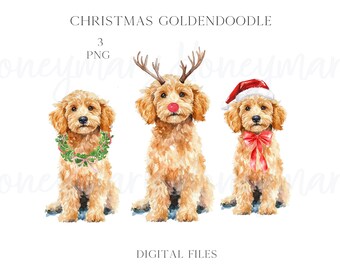 Watercolor Christmas German Shorthair Pointer Doodle Dog Santa Hat PNG ...