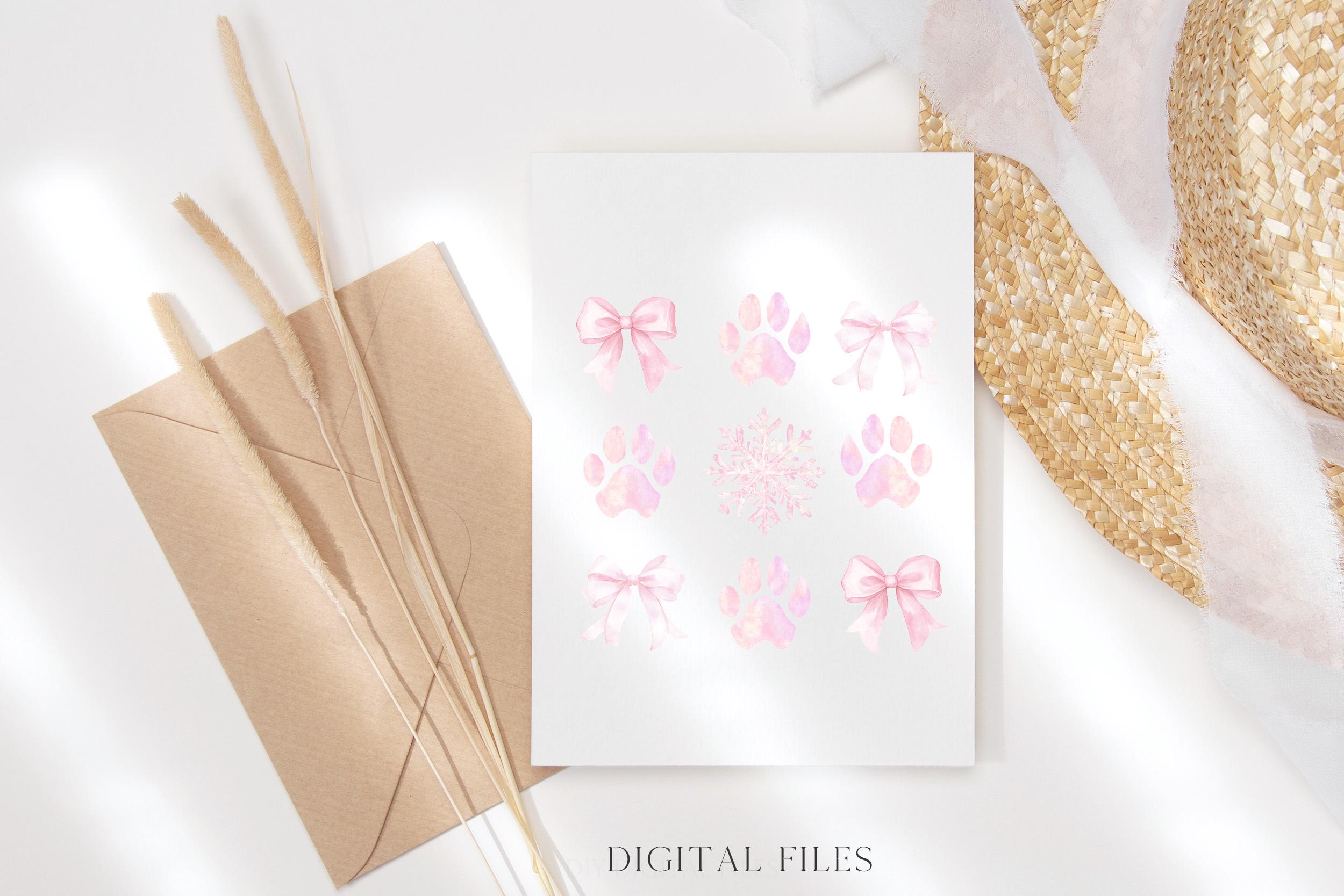 Pink Paw Christmas Preppy PNG JPG, Printable Preppy Christmas PNG ...