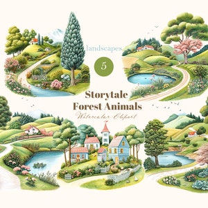 Watercolor Clipart Story Book Woodland Animals PNG Squirrel Clipart ...