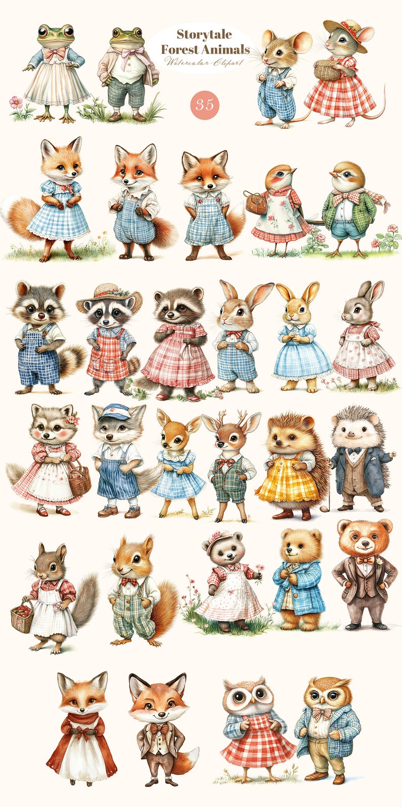 Watercolor Clipart Story Book Woodland Animals PNG Squirrel Clipart ...