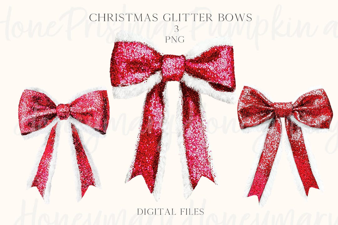 Coquette Christmas PNG, Girly Coquette Glitter Bow Png, Christmas ...