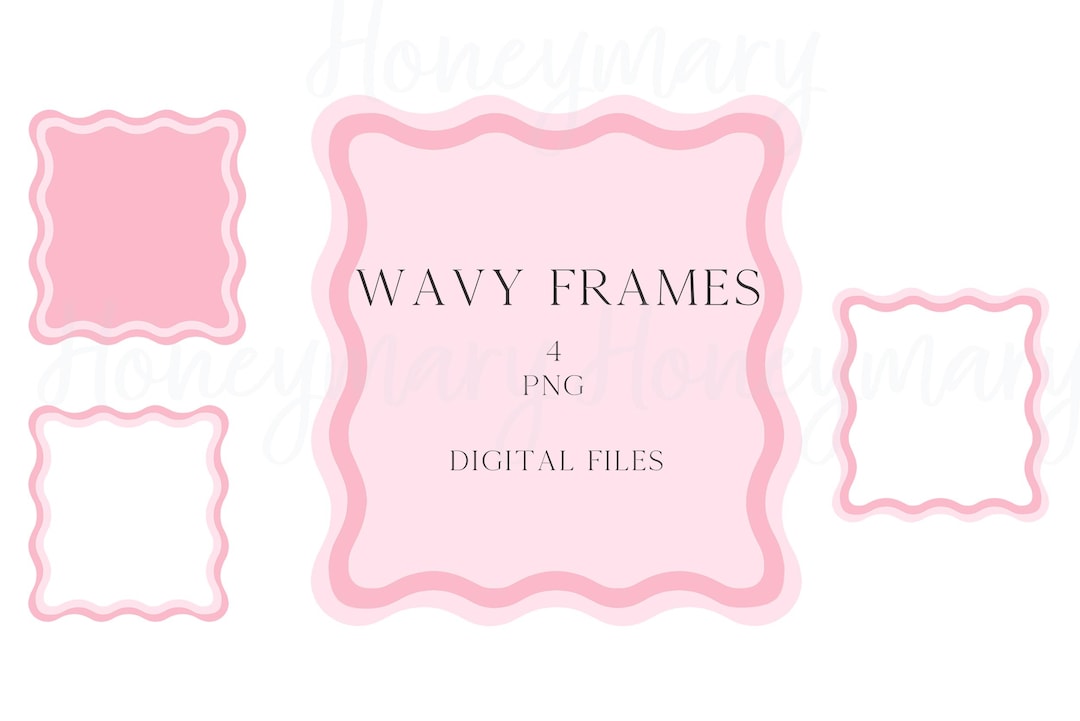 Preppy Wavy Square Frames, Wavy Scalloped Pink PNG , Monogram Frame - Etsy