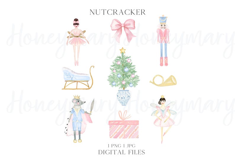 Pink Nutcracker Christmas Clipart, Ballerina, Bow (PNG JPG Digital ...