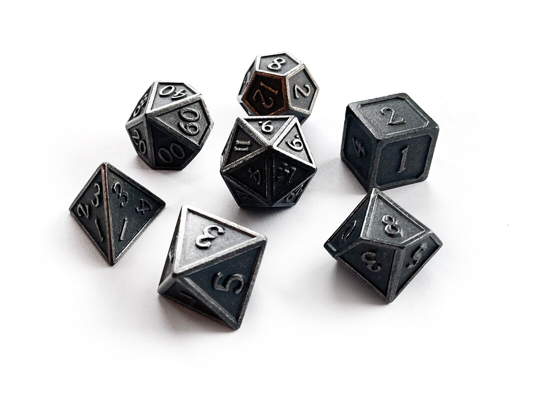 Sterling Silver - (dnd) Dice, Metal Dice Set (7), Dungeons and Dragons ...