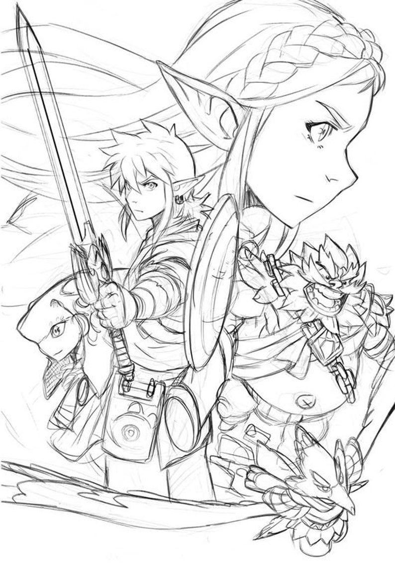 Coloring Pages Zelda - Etsy