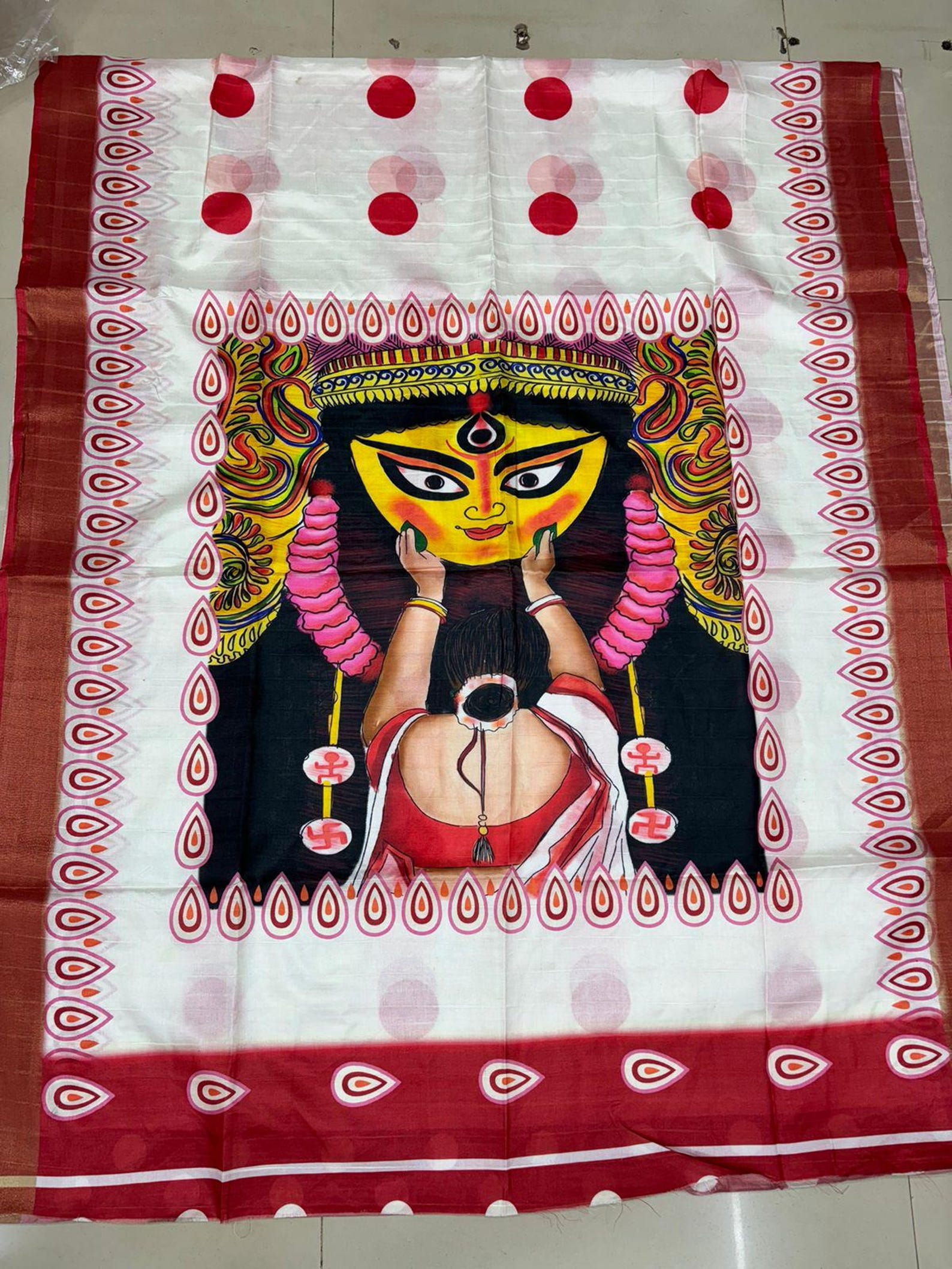 Durga Puja Durga Maa Saree on Tussar Silk - Etsy