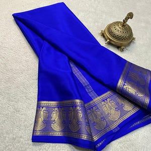 Mysore Silk Saree: Gandaberunda Bird Border, Solid Colors - Etsy
