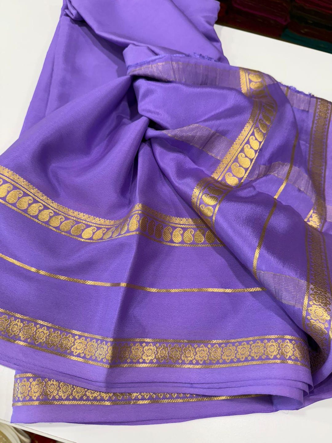 Pure Mysore Silk Saree Traditional Mango Borders - Etsy