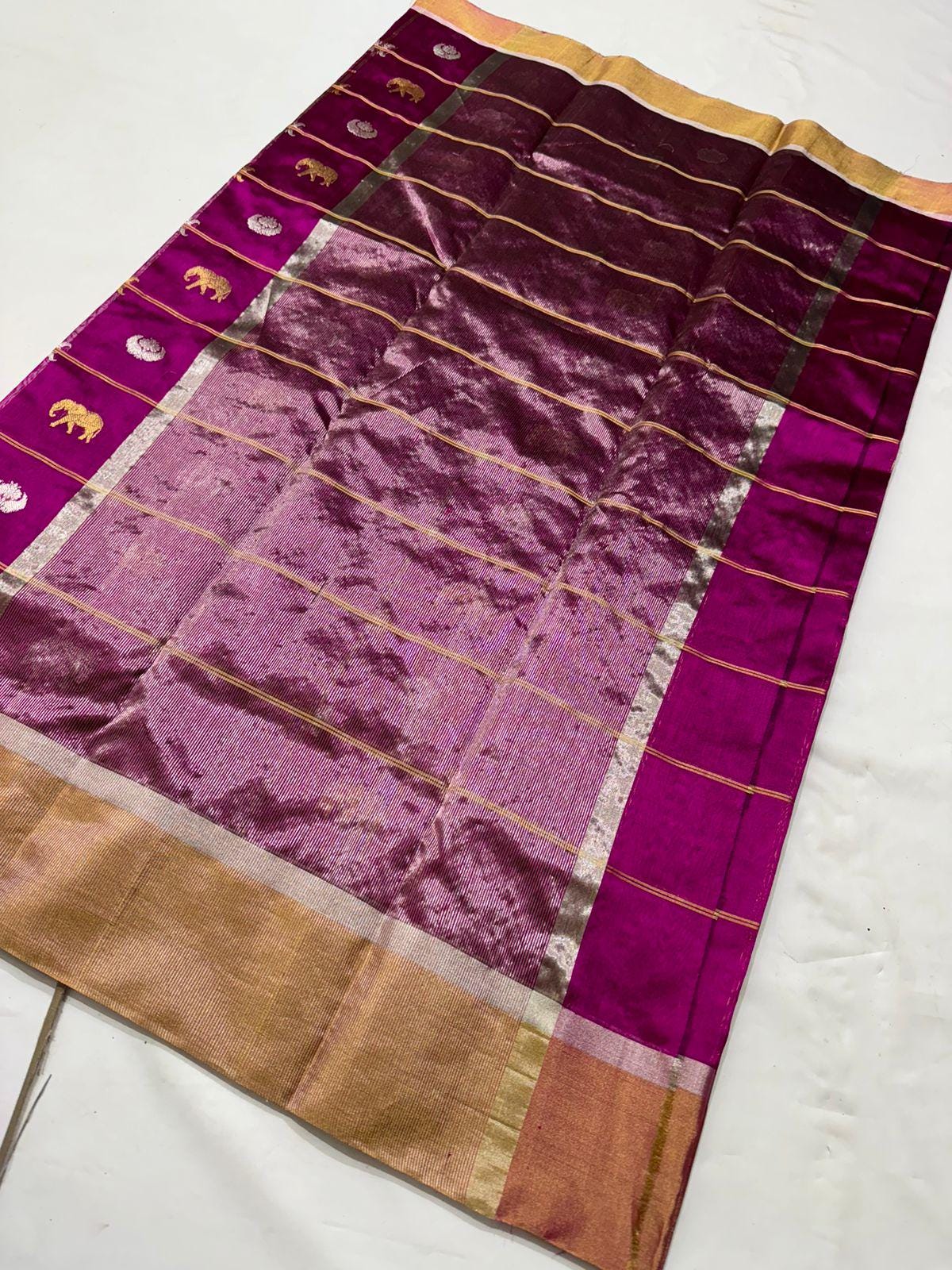 Pattu Silk Ek Nal Elephant Design Saree - Etsy
