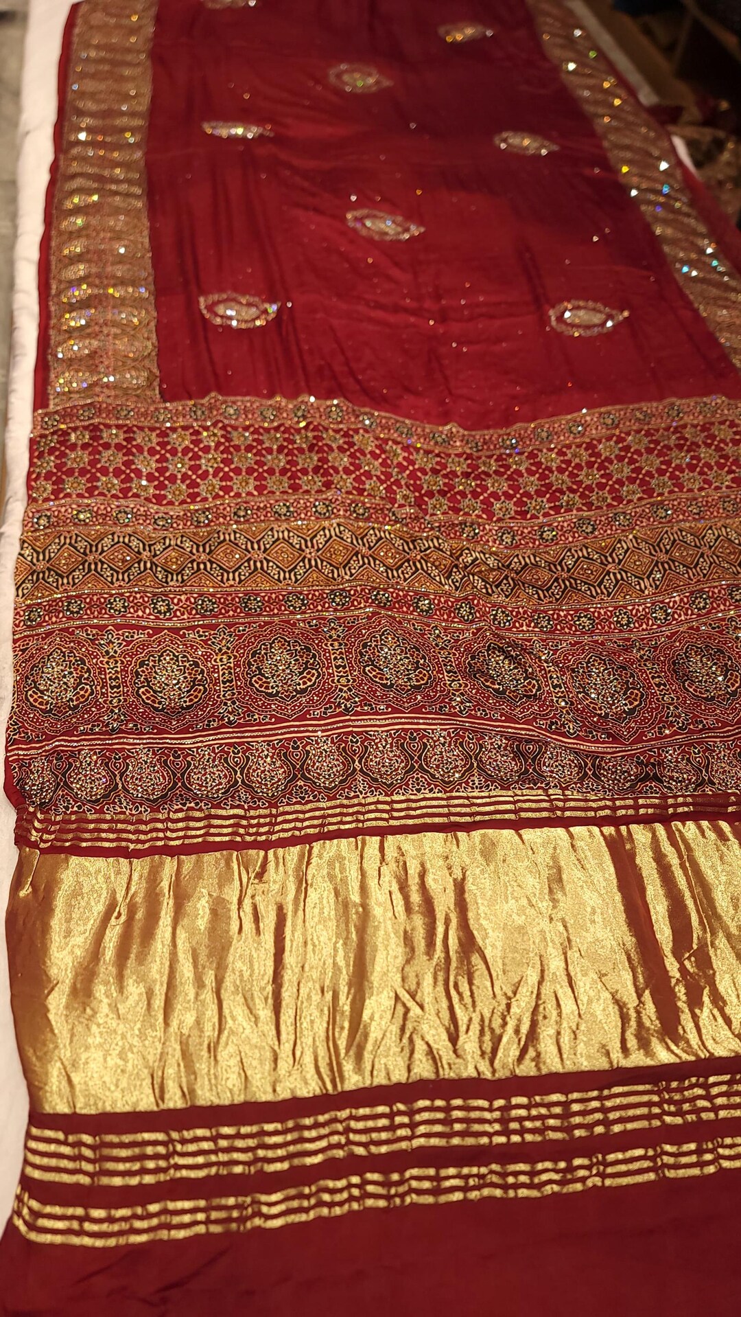 Pure Modal Silk Ajrakh With Ari Work Saree - Etsy