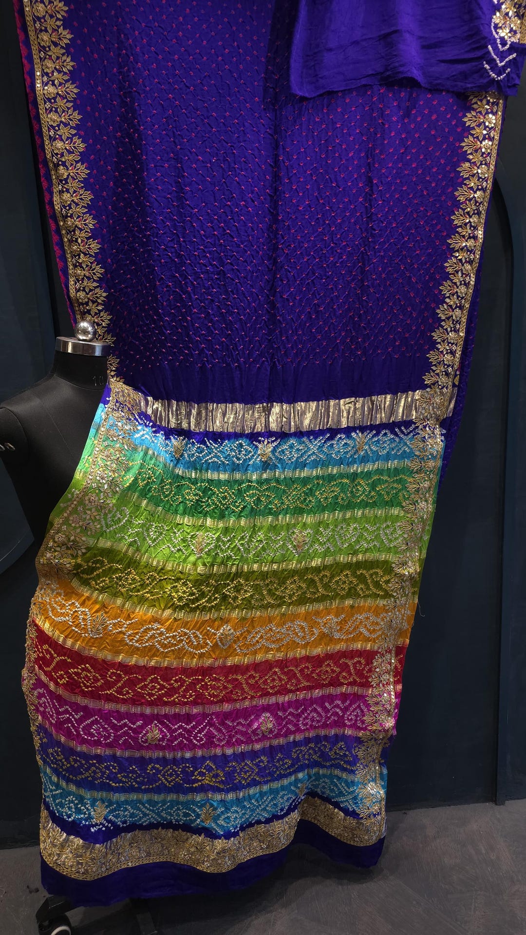 Pure Gaji Silk Patti Pallu Multi Colored With Real Hand Gottapatti Work ...