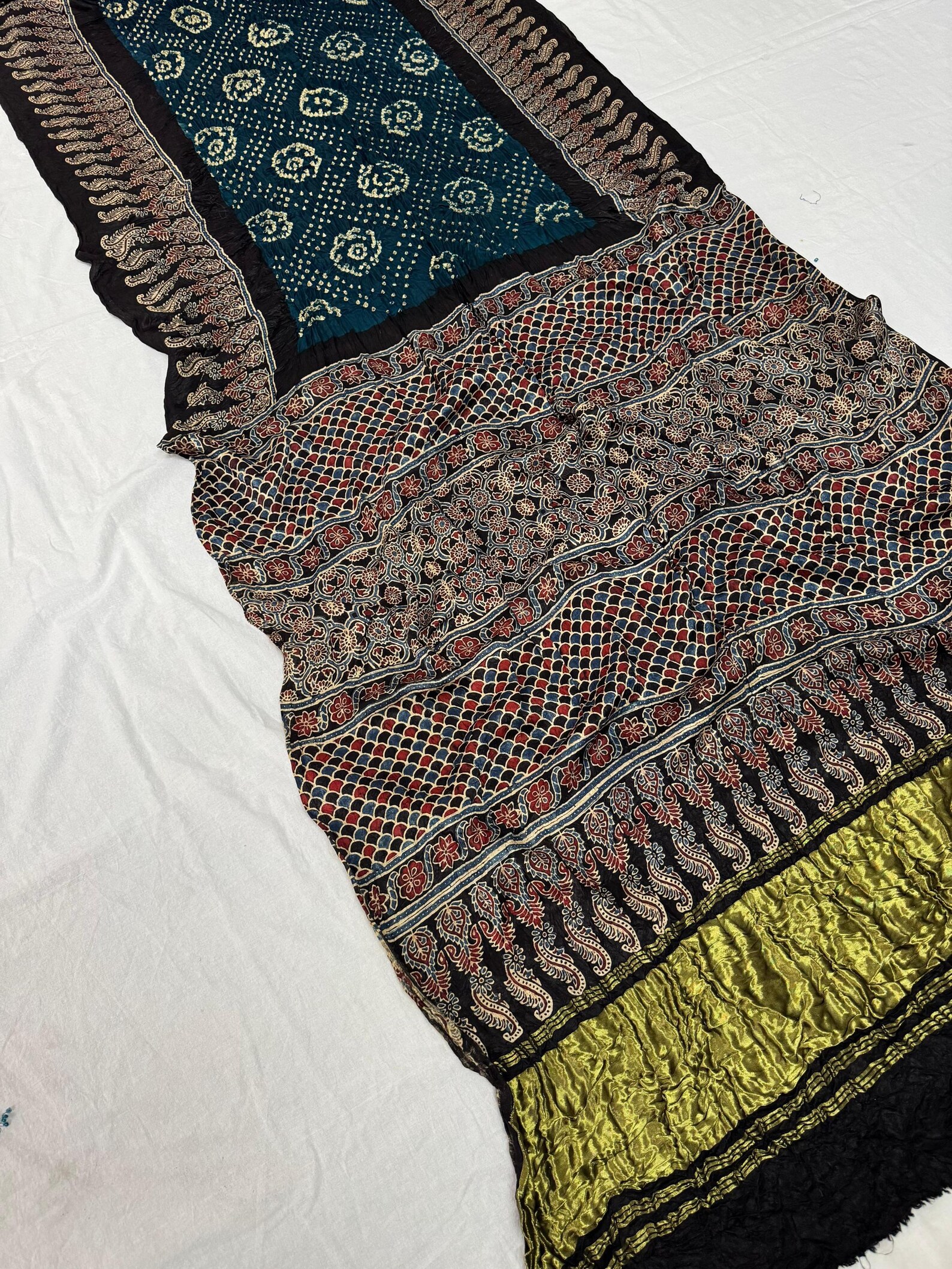 Pure Modal Silk Saree Ajrakh Hand Block Print Ajrakh Border Fency ...