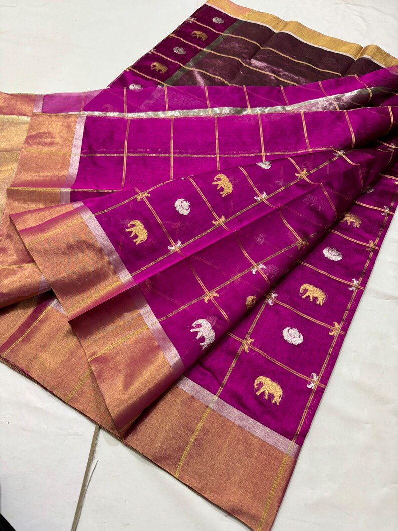 Pattu Silk Ek Nal Elephant Design Saree - Etsy