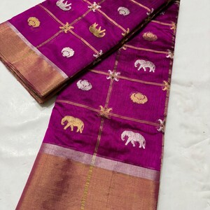 Pattu Silk Ek Nal Elephant Design Saree - Etsy