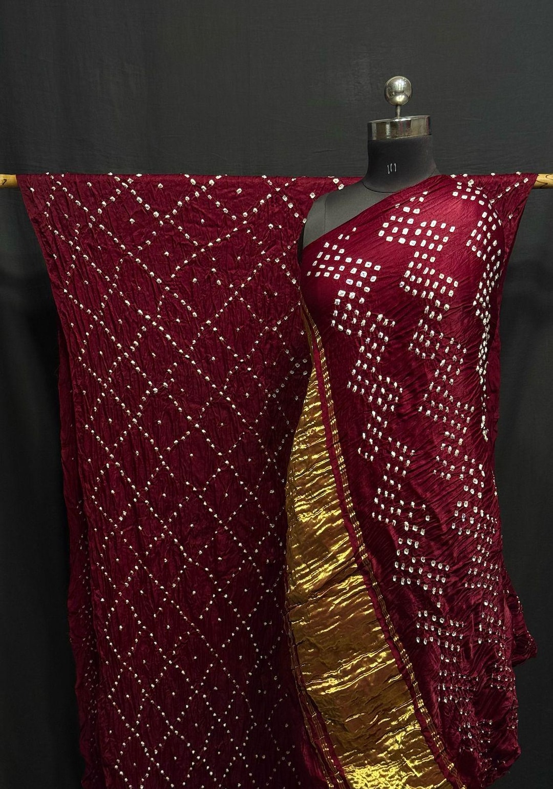 All Over Box Bandhej Saree Modal Silk Design White Bandhej With Heavy ...