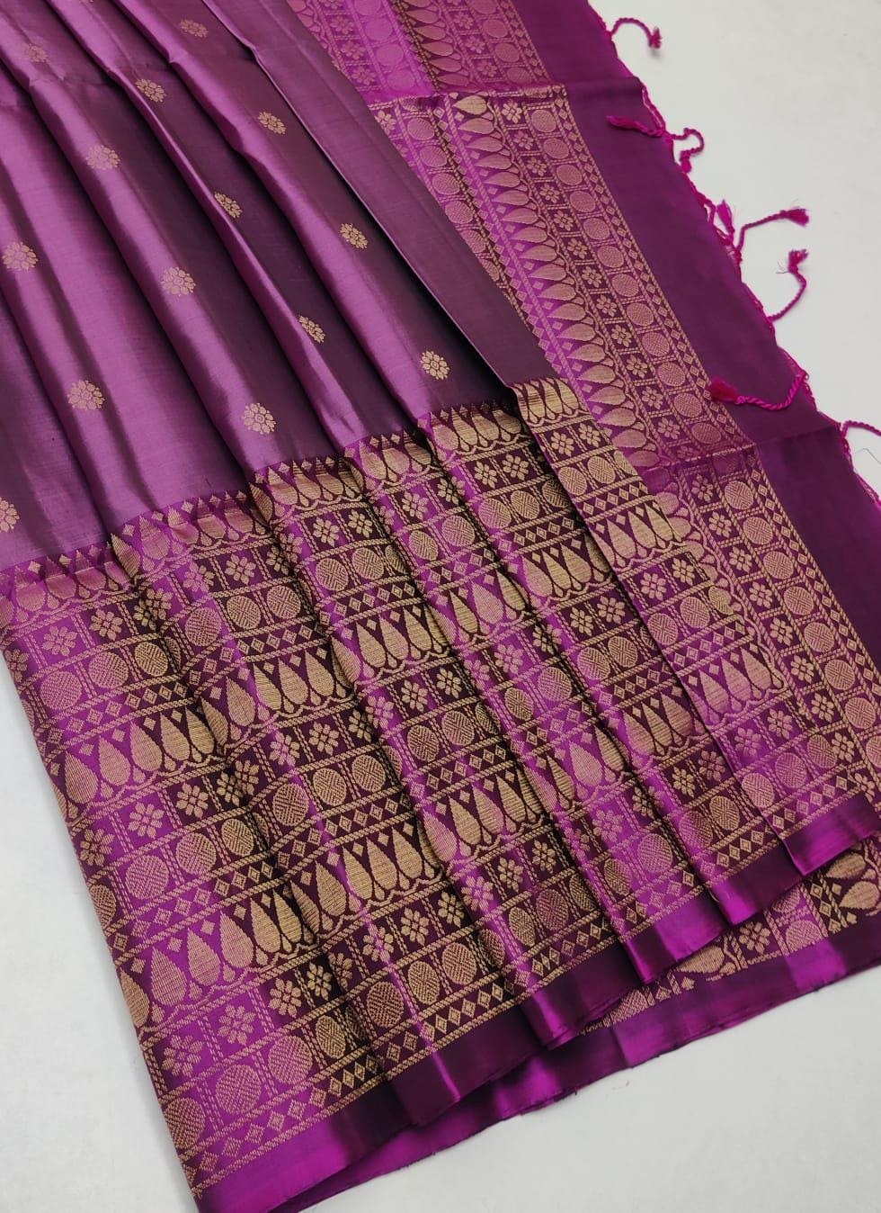 Pure Handloom Double Warp Soft Silk Saree Turning Border Contrast Pallu ...
