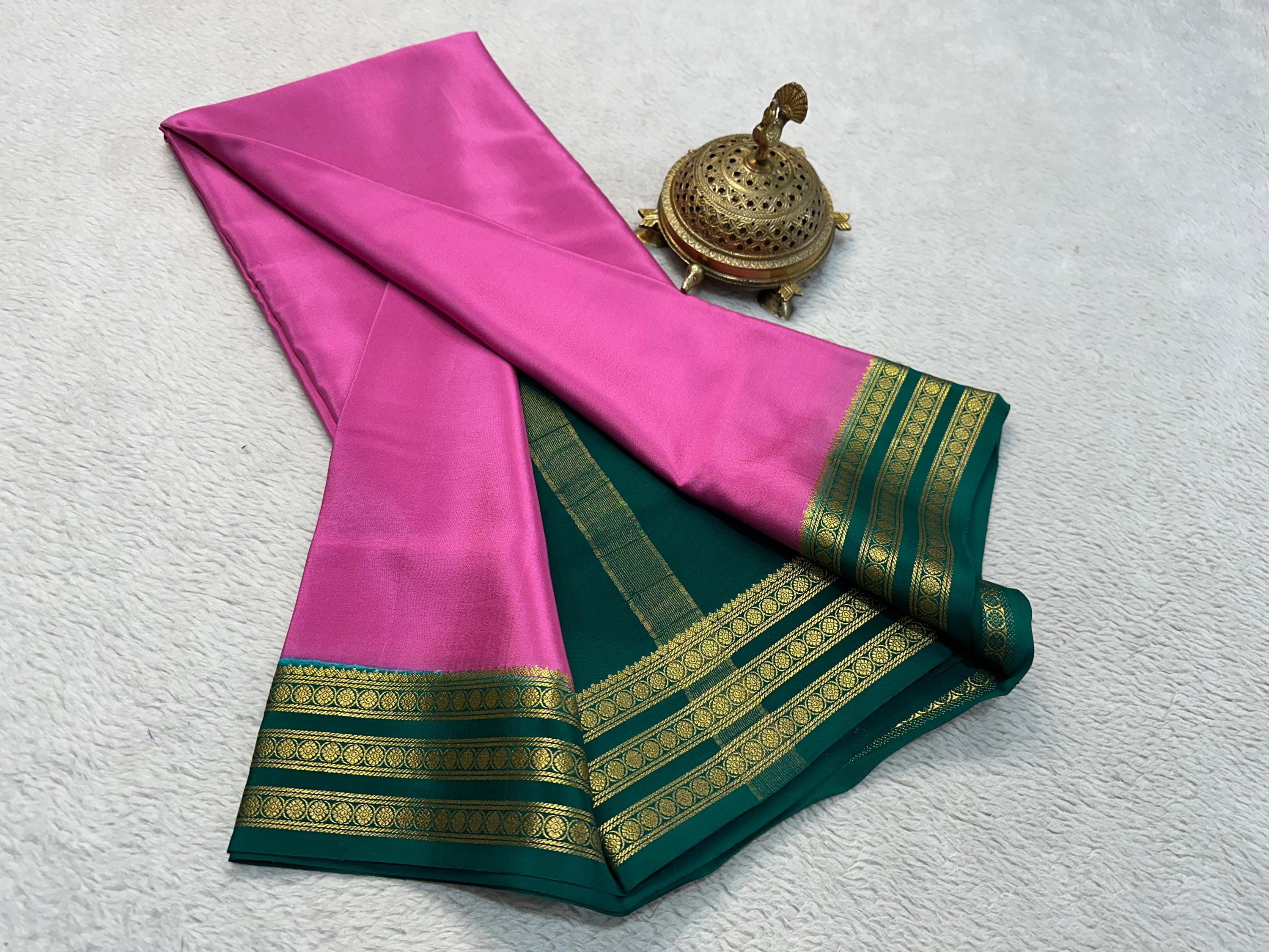 Pure Mysore Silk Sarees Ksic Grade Thickness Traditional Border - Etsy