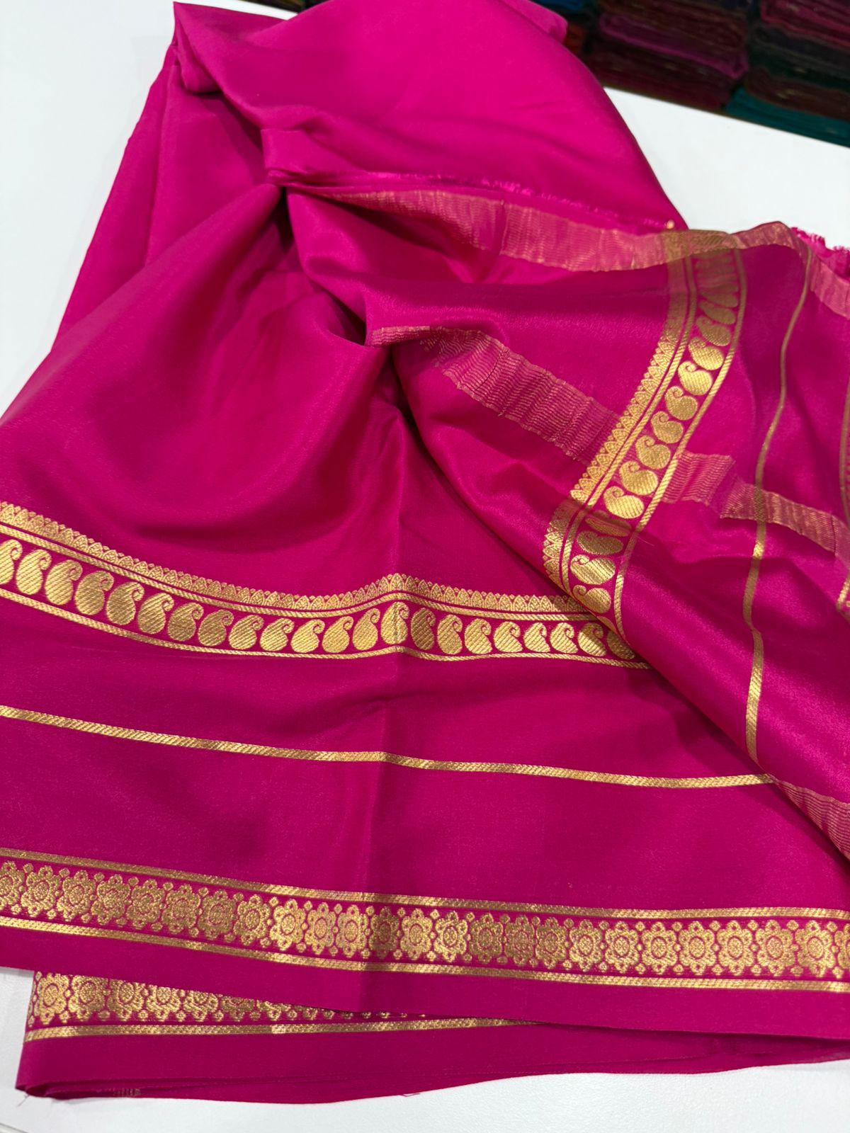 Pure Mysore Silk Saree Traditional Mango Borders - Etsy