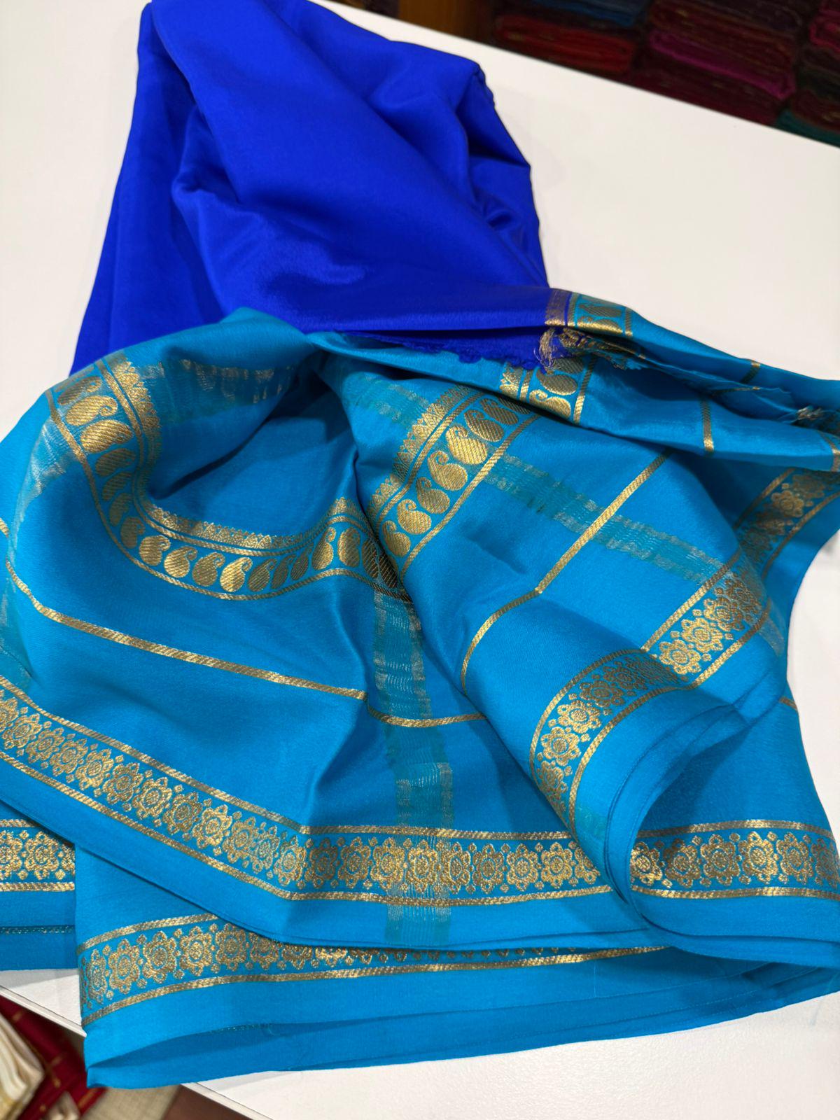 Pure Mysore Silk Saree Traditional Mango Borders - Etsy