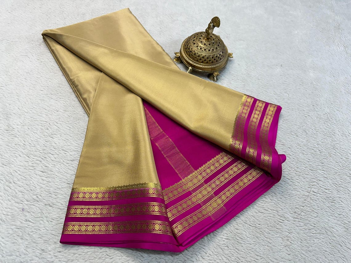 Pure Mysore Silk Sarees Ksic Grade Thickness Traditional Border - Etsy