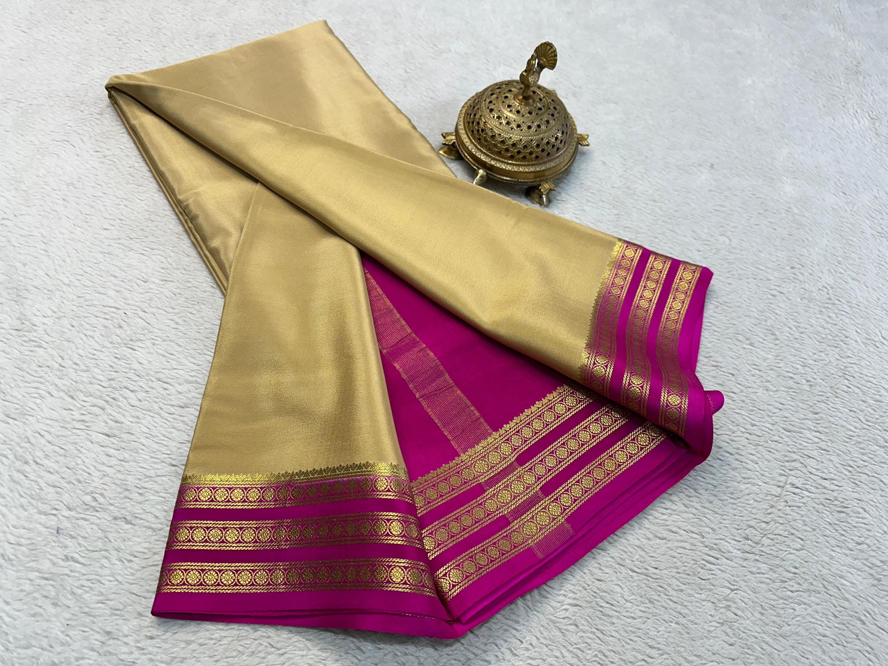 Pure Mysore Silk Sarees Ksic Grade Thickness Traditional Border - Etsy