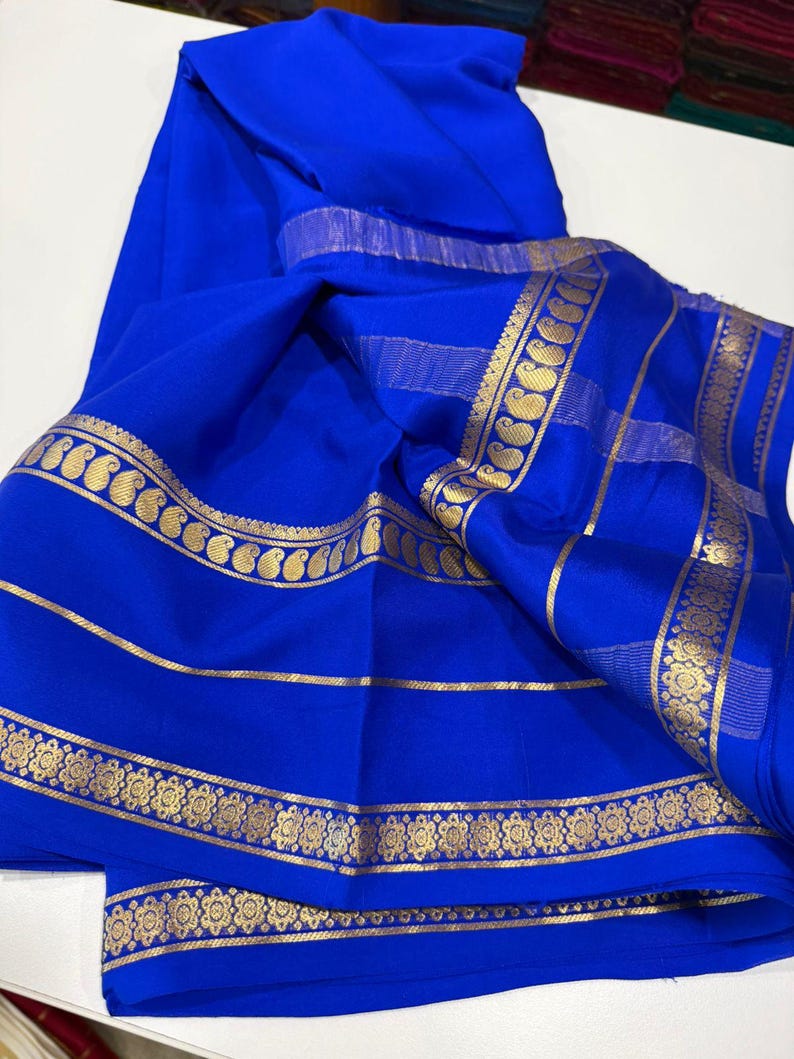 Pure Mysore Silk Saree Traditional Mango Borders - Etsy